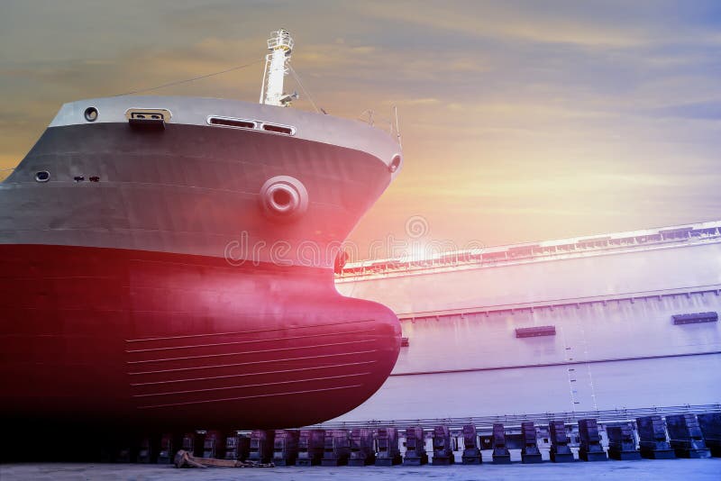 Ship repair in shipyard. stock photo. Image of engineering - 147255272