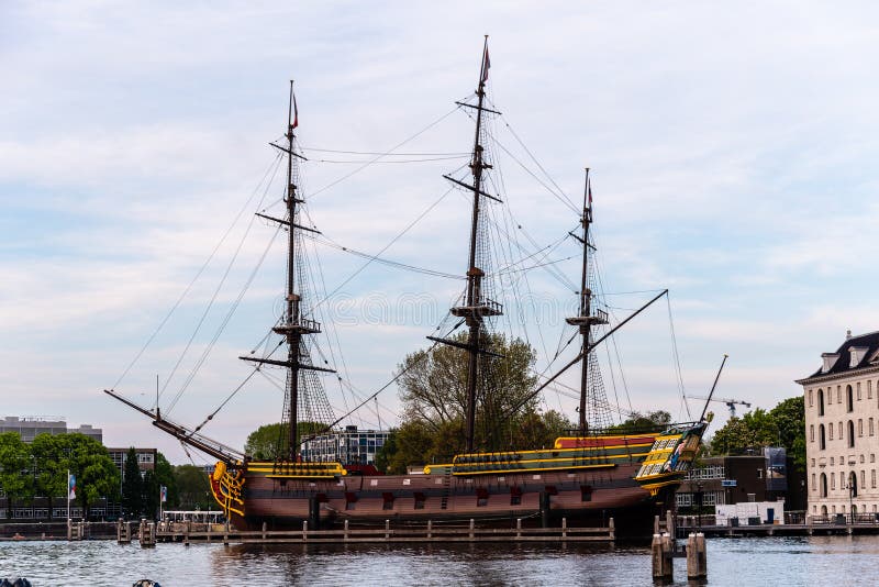 The Ship Replica in Front of the National Maritime Museum in Amsterdam ...
