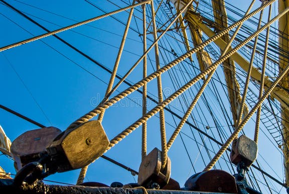 Ship rigg and harness line stock photo. Image of navy - 136012944