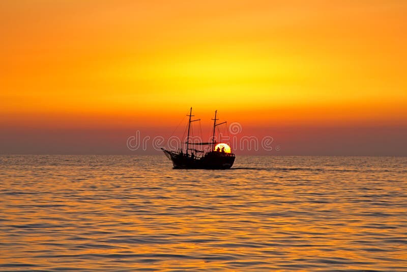 Ship of the rising sun stock photo. Image of boat, calm - 63865670