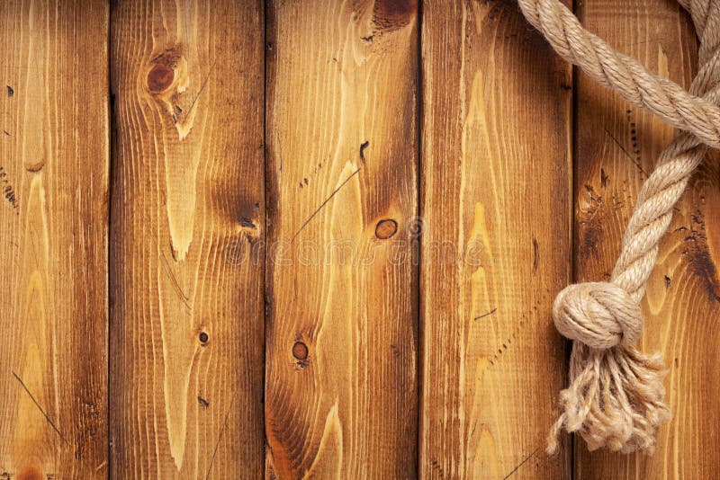 Ship Rope Border at Wooden Background Stock Photo - Image of ...