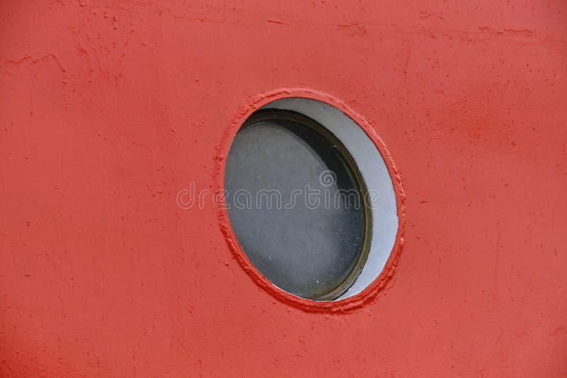 Ship Round Porthole Red Background Ship Hull Paint. Stock Image - Image ...