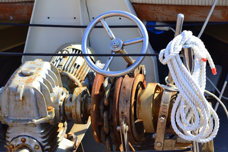 Ship Rudder Rope Chain Engine Stock Photo - Image of rust, equipped ...