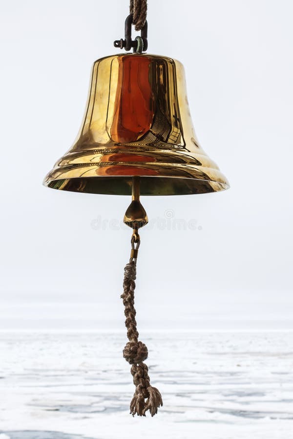 Ship`s Bell on a Background of Icy Sea Stock Image - Image of winter ...