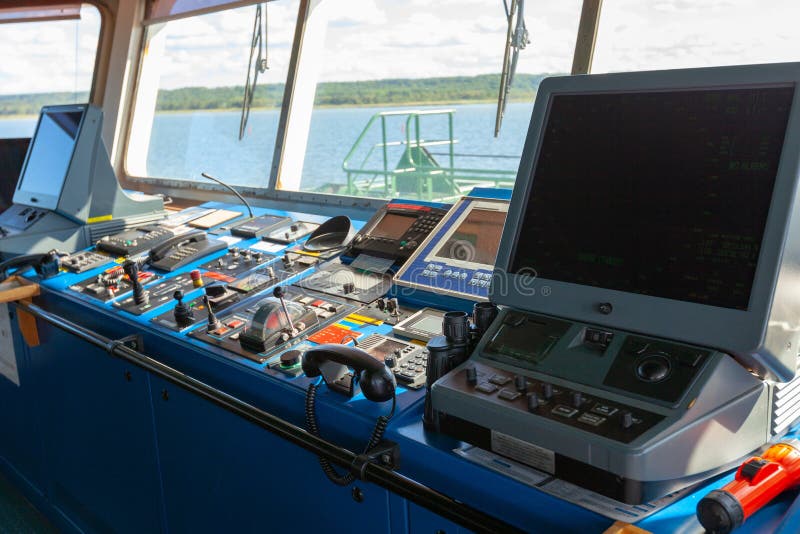 This is a Ship`s Bridge. Inside View of the Bridge Like You are the ...