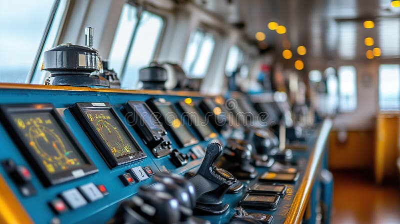 Ship S Bridge Navigation Console Stock Illustration - Illustration of ...