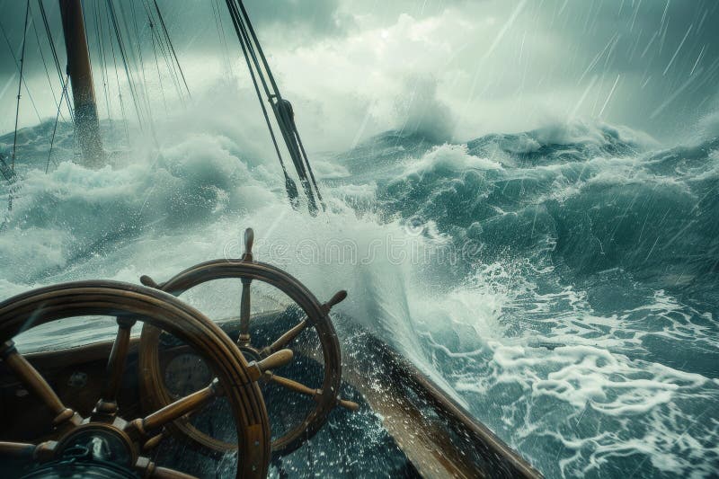 A Ship S Helm Designed Like an Omega, Navigating through Treacherous ...