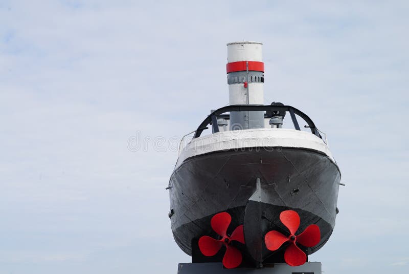 The Propeller of the Red Color of the Ship at the Shipyard Stock Image ...