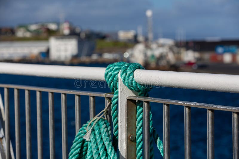 A Ship S Rope Tied To the Ship S Railing Stock Photo - Image of ...
