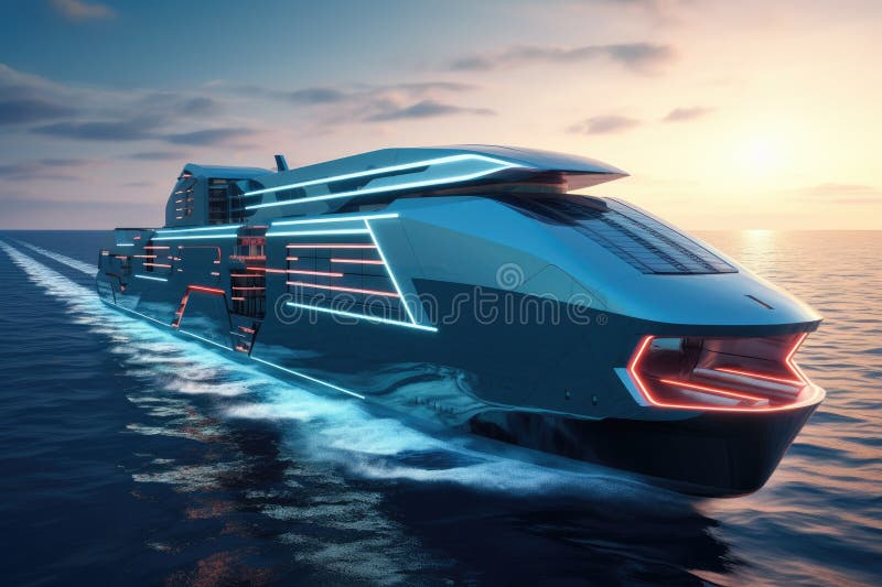 Futuristic Cargo Ship of the Future. Stock Image - Image of size ...