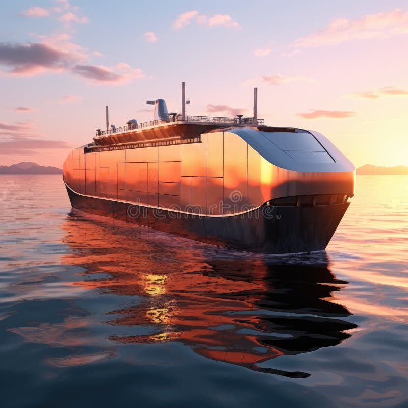 Futuristic Cargo Ship of the Future. Stock Image - Image of routes ...
