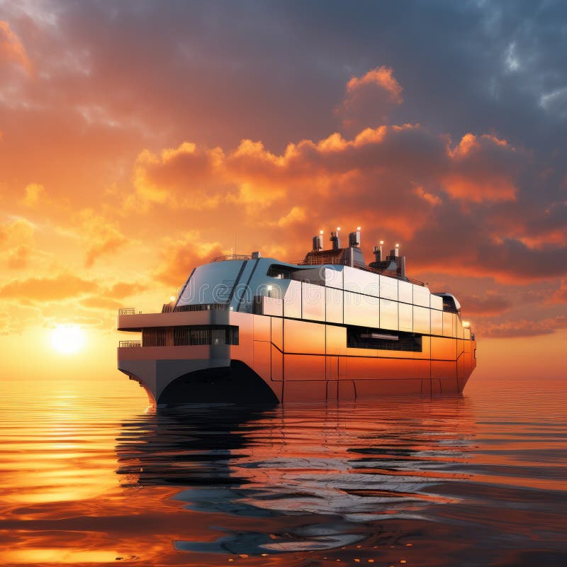 Futuristic Cargo Ship of the Future. Stock Illustration - Illustration ...