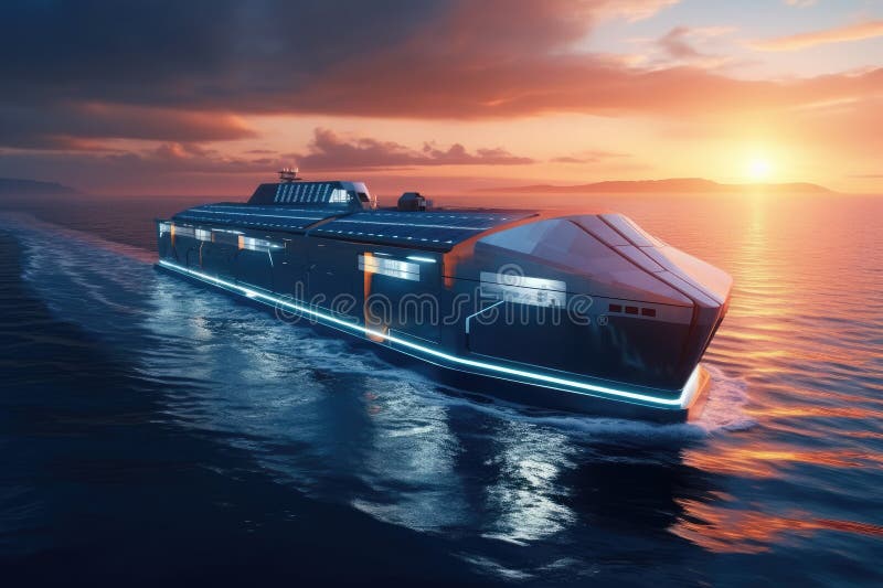 Futuristic Cargo Ship of the Future. Stock Image - Image of logistics ...