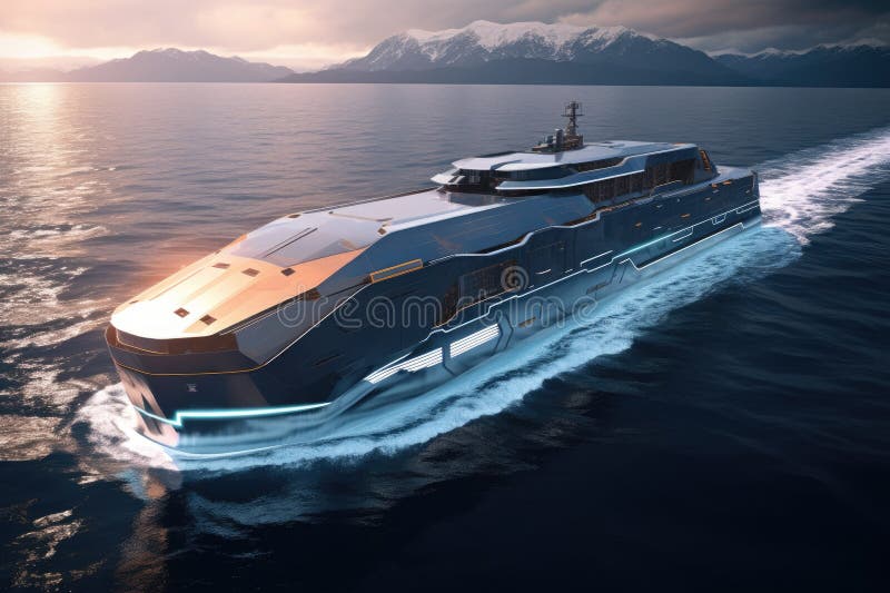 Futuristic Cargo Ship of the Future. Stock Illustration - Illustration ...