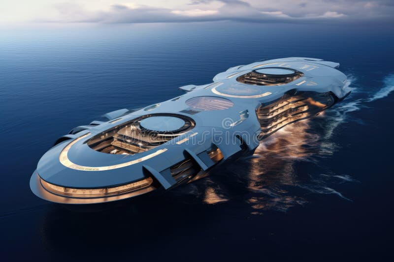 Futuristic Cargo Ship of the Future. Stock Illustration - Illustration ...