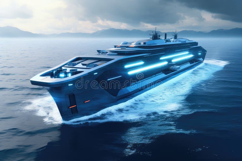 Futuristic Cargo Ship of the Future. Stock Illustration - Illustration ...