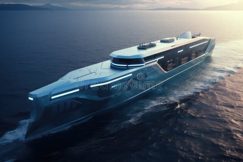 Futuristic Cargo Ship of the Future. Stock Illustration - Illustration ...