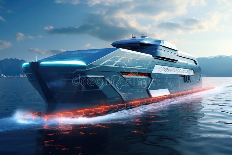 Futuristic Cargo Ship of the Future. Stock Illustration - Illustration ...