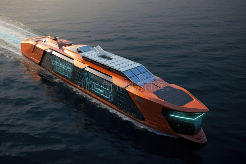 Futuristic Cargo Ship of the Future. Stock Illustration - Illustration ...