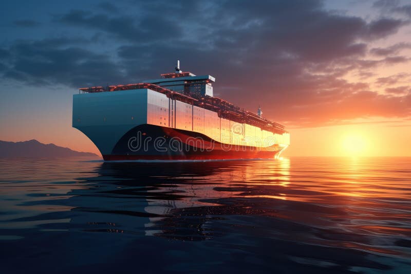 Futuristic Cargo Ship of the Future. Stock Illustration - Illustration ...