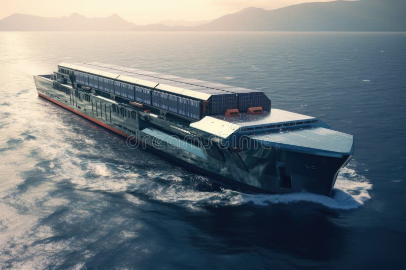 Futuristic Cargo Ship of the Future. Stock Illustration - Illustration ...
