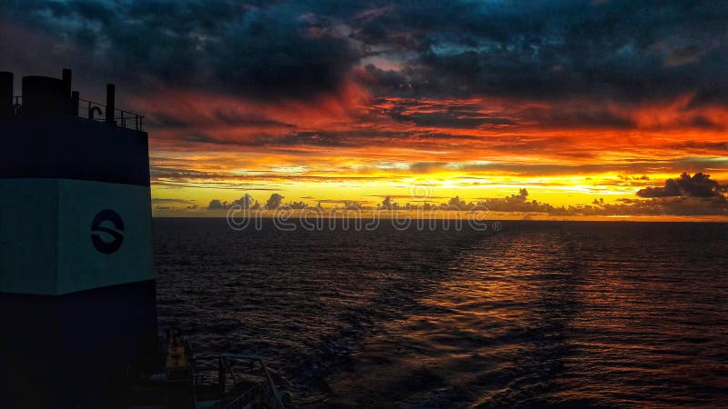 Ship& X27;s Wake at Sunset Editorial Stock Photo - Image of dusk ...