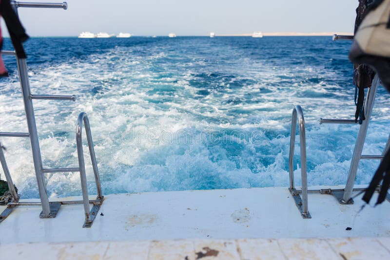 Ship`s Wave Wake in a Turquoise Sea Stock Photo - Image of boating ...