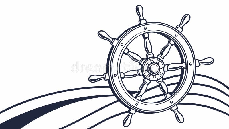 Ship S Wheel Over Stylized Waves, Nautical Direction, Vector Design ...