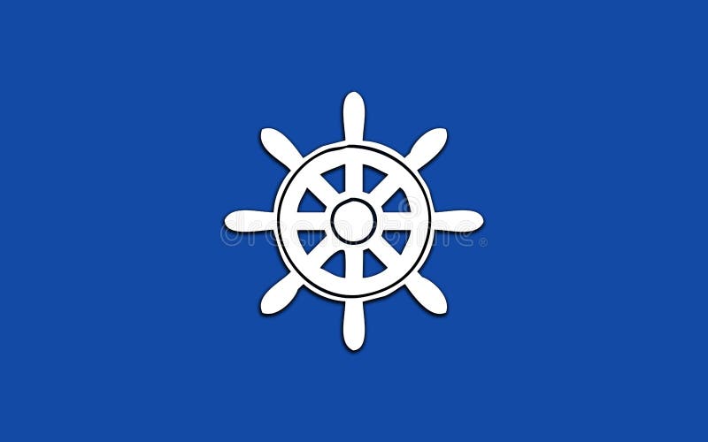 Ship`s Wheel Symbol on Royal Blue Background . Minimal Concept Stock ...