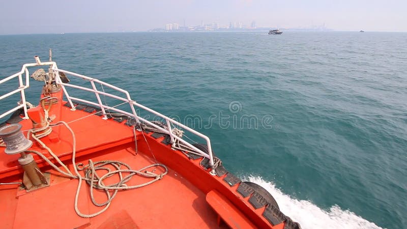 Ship Sail Down the River, High-rise Building of Stock Footage - Video ...