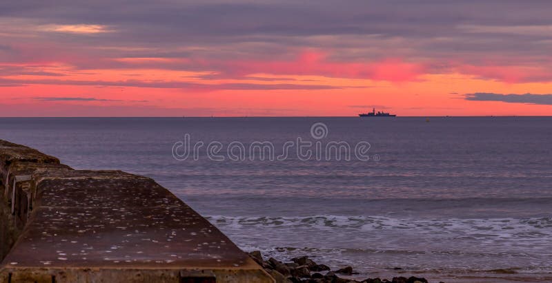 Ship Sailing Towards the Horizon on a Calm Ocean Stock Image - Image of ...