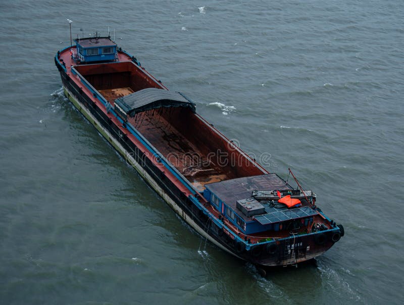 Ship Sails on the Calm Yangtze River, Which Has Empty Cargo Space in ...