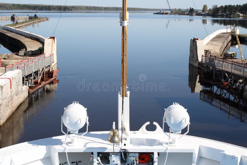 The Ship Sails through the Gateway Gate Stock Image - Image of harbor ...