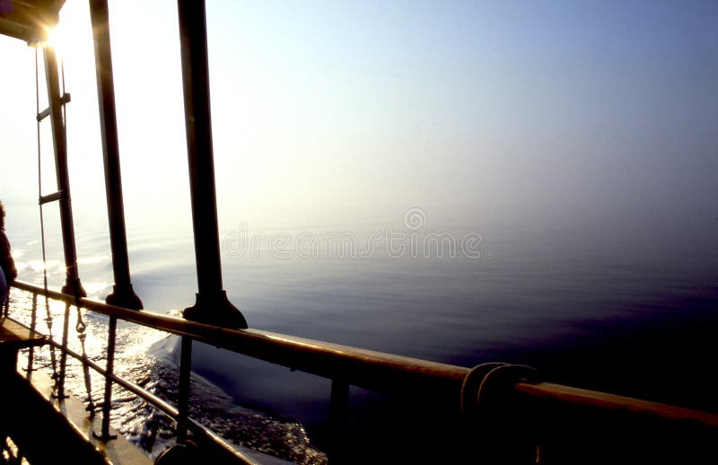 Ship Sails on the Morning Sea Stock Photo - Image of background, peace ...