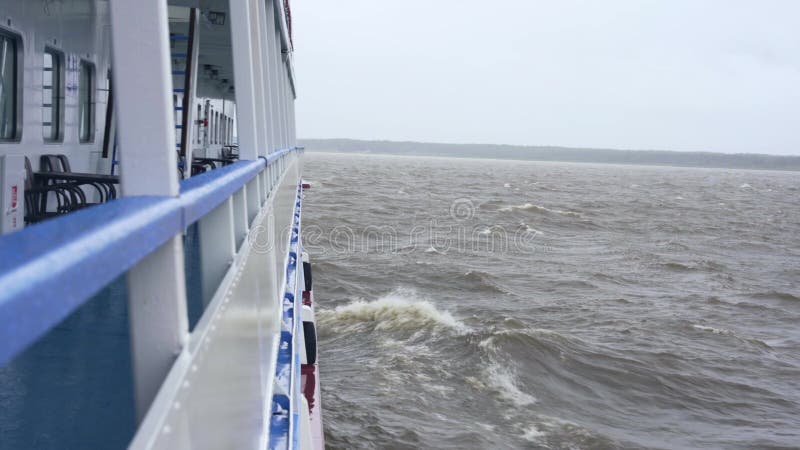 The Ship Sails on the Waves. View from the Deck on Board a River Boat ...