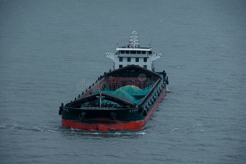 Ship Sails on the Yangtze River, Transporting a Large Amount of ...