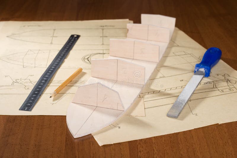 Ship Scale Model Construction Stock Image - Image of scale, tools: 57328243