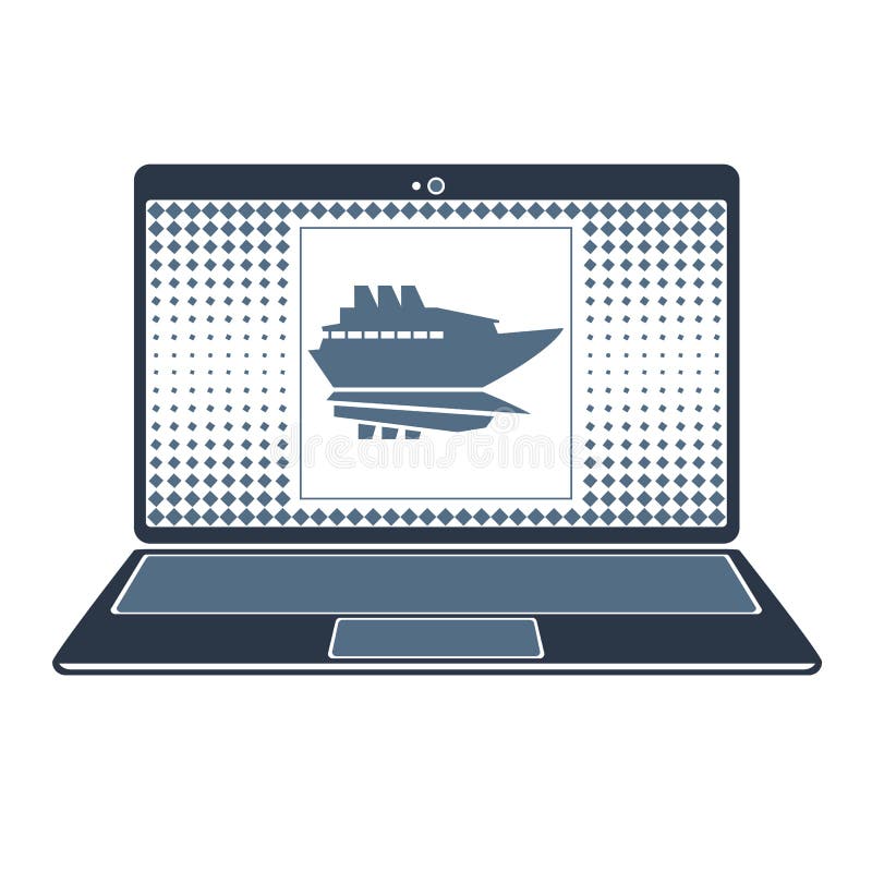 Ship on the screen laptop stock vector. Illustration of blank - 78620465