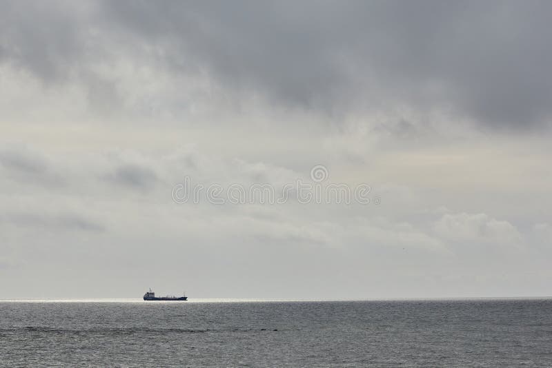 Ship in the Sea on a Cloudy Day Stock Image - Image of cloudy, ferry ...