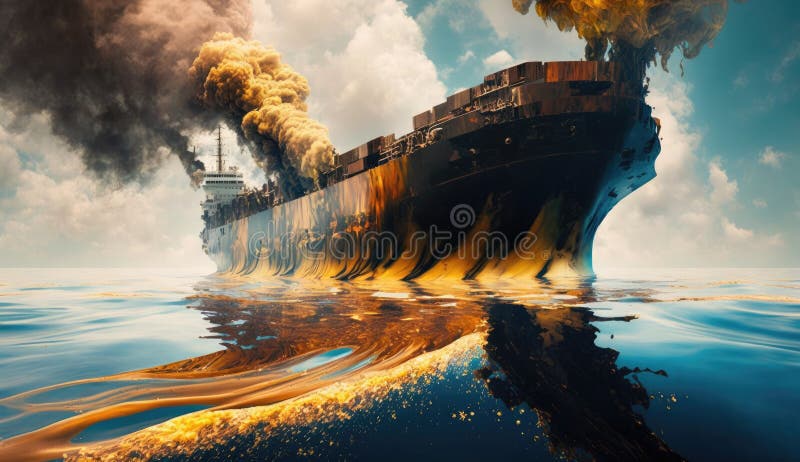 The Ship in the Sea Fire in the Sea Ship in the Sea Stock Illustration ...