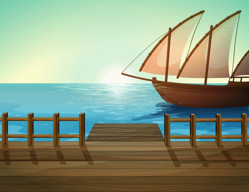 A ship and sea port stock vector. Illustration of platform - 33097318