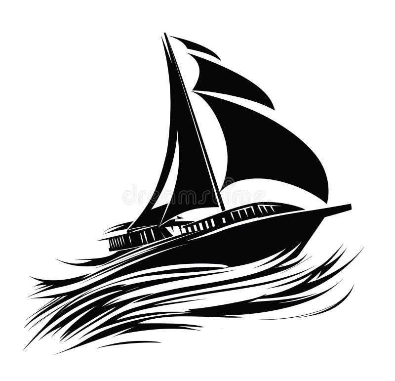 Ship on the Sea Vector Logo Illustration on White Stock Vector ...