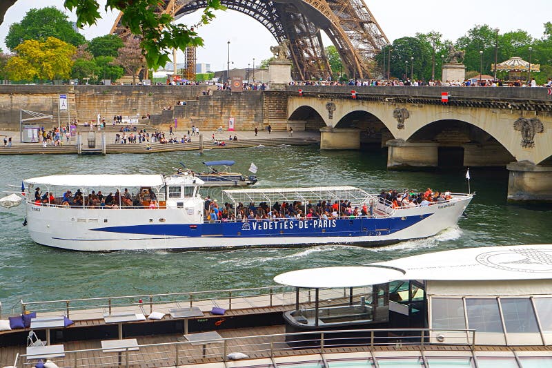 Ship in Seine River, Paris editorial stock photo. Image of famous ...