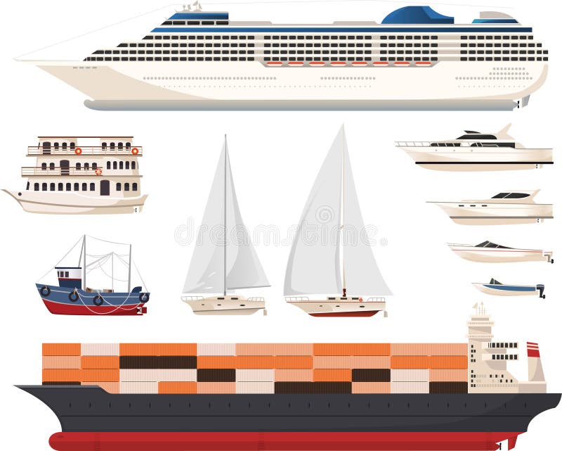 Ship set illustrations stock illustration. Illustration of convoy ...