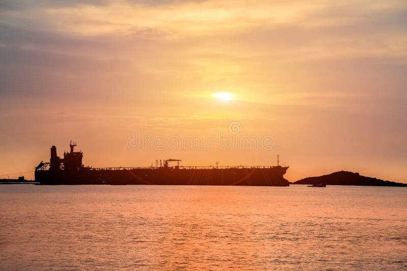 Cargo ship with sunset stock image. Image of export - 113033593