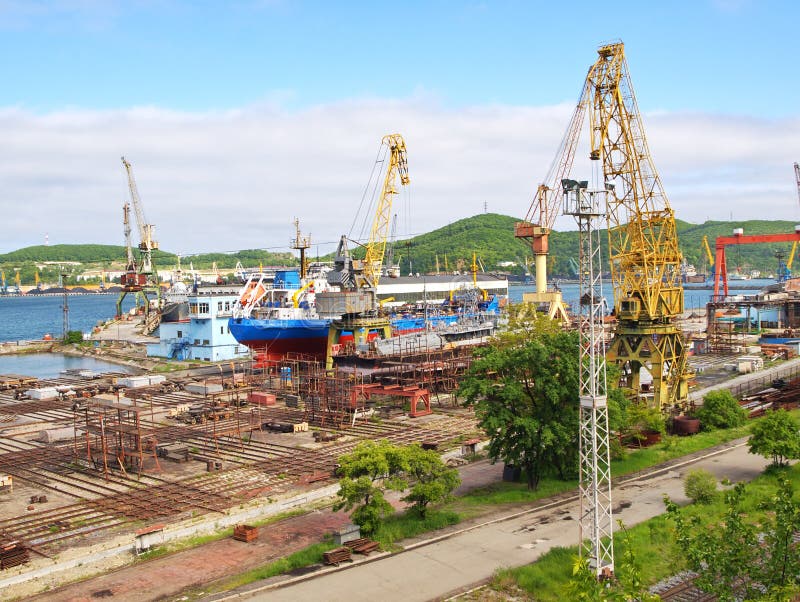 Ship on Slipway. Nakhodka Shipyard Stock Image - Image of boat, dock ...
