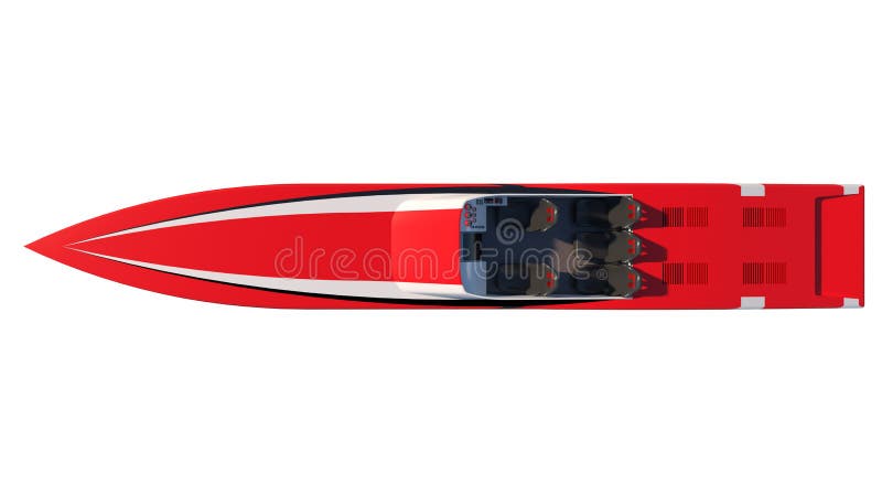 Ship Sports Boat 1- Top View White Background 3D Rendering Ilustracion ...