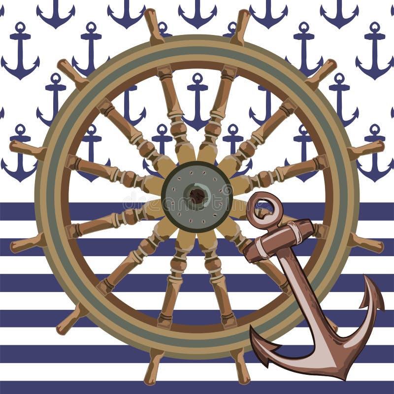 Ship Steering Wheal Background Stock Illustration - Illustration of ...