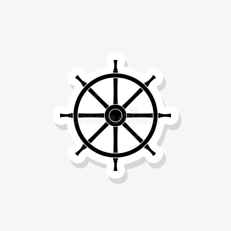 Ship Steering Wheel with Anchor Sticker Stock Vector - Illustration of ...
