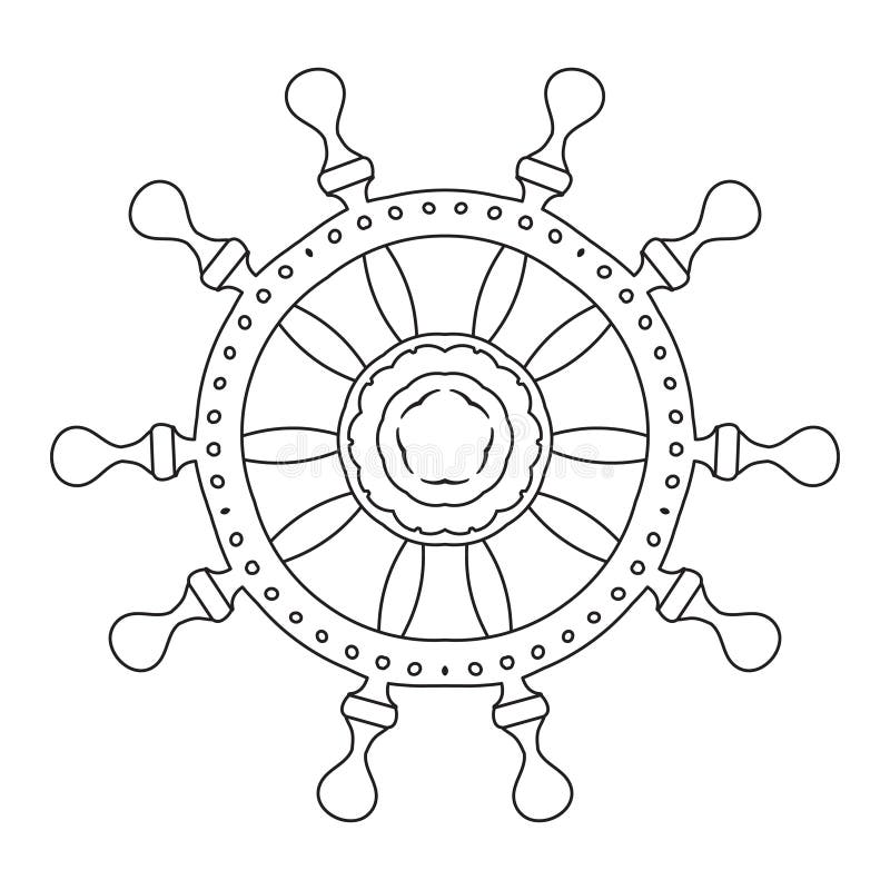 Ship Steering Wheel Coloring Page. Vector Drawing Stock Vector ...